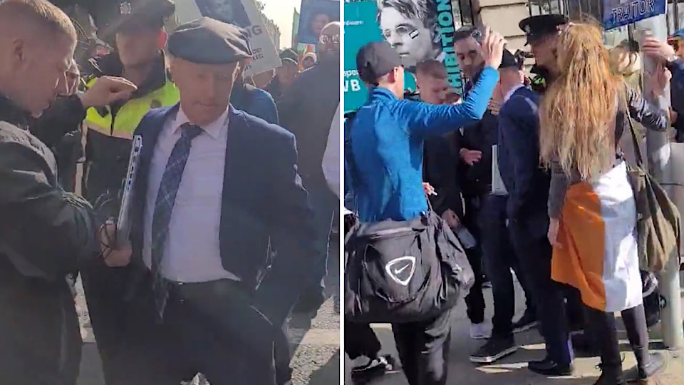 Two men charged following angry scenes at Dáil protest - Gript