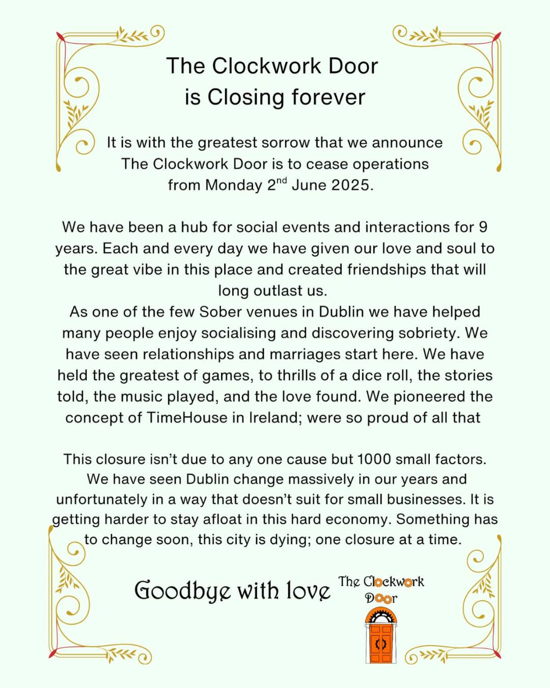 The Clockwork Door in Temple Bar closes down - Gript