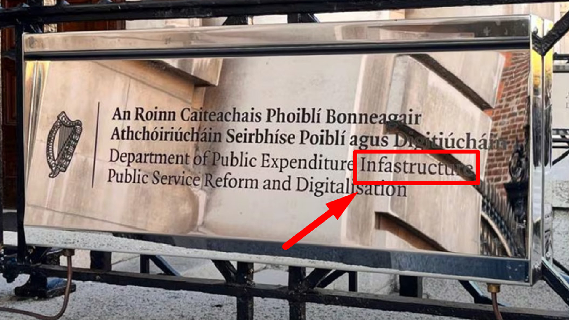 Dept. of Infrastructure removes sign due to typo - Gript